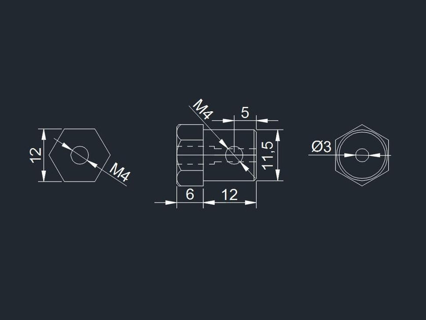12mm Hex Adapter | Accessories | TinyCircuits.com